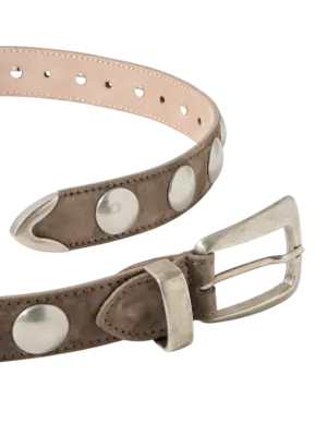 Khaite Benny Studded Suede Belt - Brown