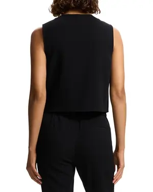 Theory Sleeveless Shell With Button Detailing - Black