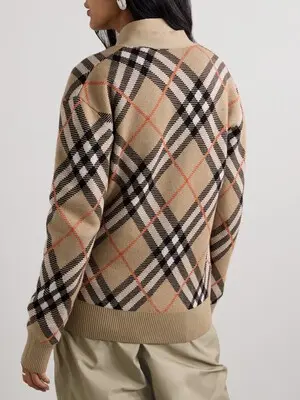 Burberry Checked Jacquard-knit Wool-blend Cardigan