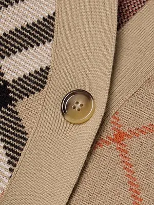 Burberry Checked Jacquard-knit Wool-blend Cardigan