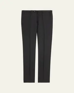 Giorgio Armani Flat-front Wool Trousers - Black