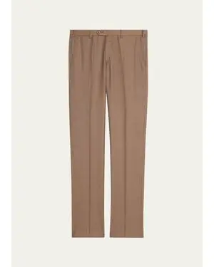 Giorgio Armani Giorgio Armani Flat-Front Wool Trousers Rain Drum