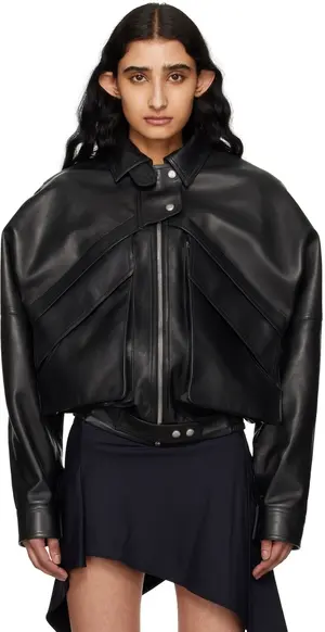 Magda Butrym Magda Butrym Black Vintage Leather Jacket - 80 Black