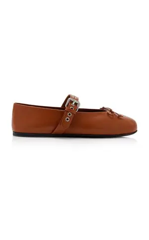 Miu Miu Buckle-strap Leather Ballet Flats