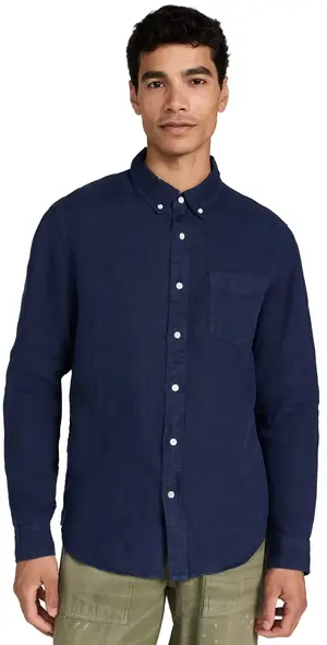 Men's Navy Linen Shirts