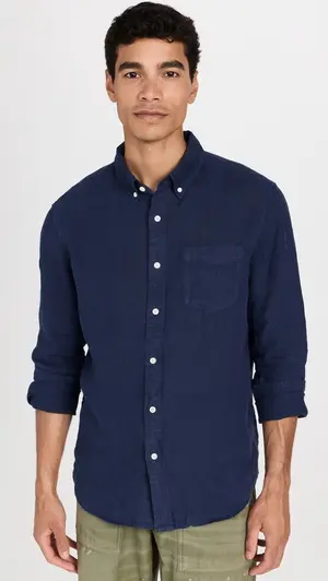 ALEX MILL Mill Shirt In Linen - Navy