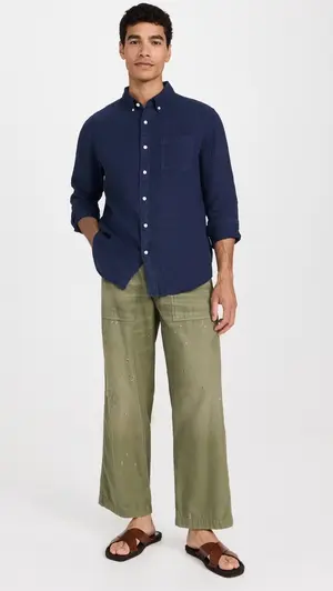 ALEX MILL Mill Shirt In Linen - Navy