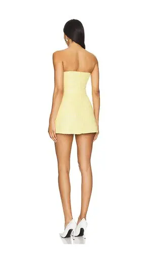Amanda Uprichard Fae Skirt Overlay Romper - Yellow Tweed