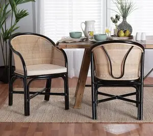 BAXTON STUDIO Bali & Pari Miranda Natural Brown Rattan Dining Chair Set Of 2 - One-color
