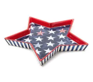 MACKENZIE-CHILDS Royal Star 12.5' Ceramic Tray - One-color
