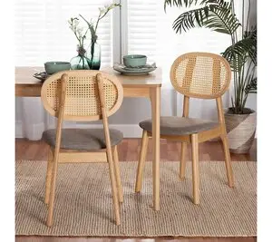 BAXTON STUDIO Darrion Fabric And Wood Dining Ch Air Set Of 2 - One-color