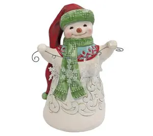 JIM SHORE Snowman With Long Hat Fig - One-color