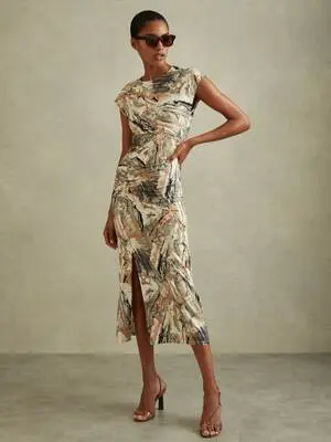 REISS Lennia Printed Jersey Midi Dress - Multi