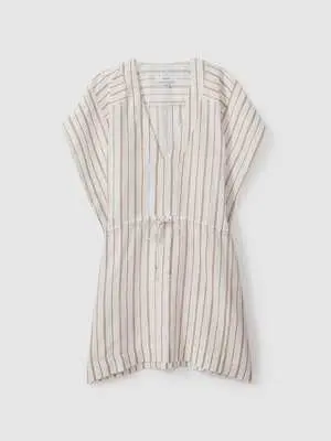 REISS Romy Linen-cotton Striped Kaftan
