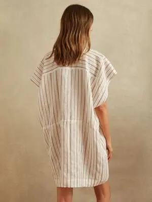 REISS Romy Linen-cotton Striped Kaftan
