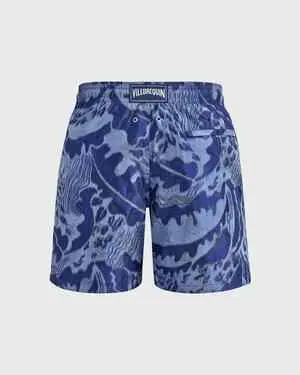 Vilebrequin Silk Swim Shorts Vagues X Maison Bucol Swimwear Moopea - Blue