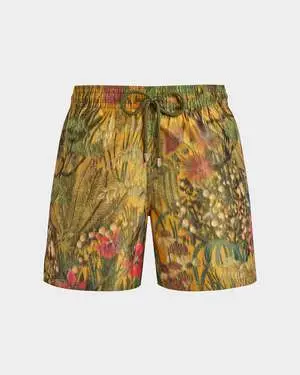 Vilebrequin Silk Swim Shorts Mystère X Maison Bucol Mdb Moopea - Green