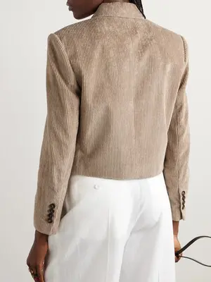 Brunello Cucinelli Cropped Double-breasted Corduroy Blazer