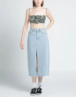 Blumarine Floral Appliqué Denim Crop Top