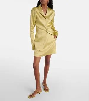TOTEME High-rise Satin Miniskirt - Green