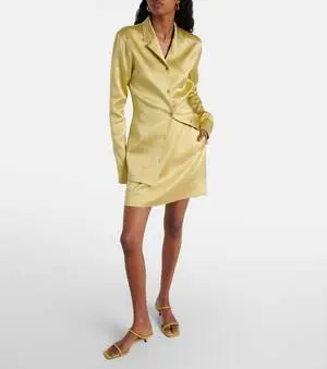 TOTEME High-rise Satin Miniskirt - Green