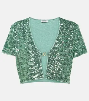 Oseree Sequined Crop Top
