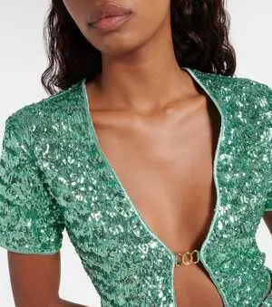 Oseree Sequined Crop Top
