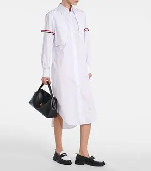 Thom Browne Rwb Stripe Cotton Shirt Dress