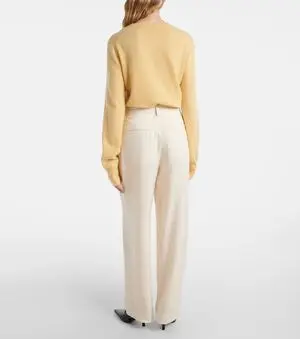 TOTEME High-rise Straight Leg Trousers - White