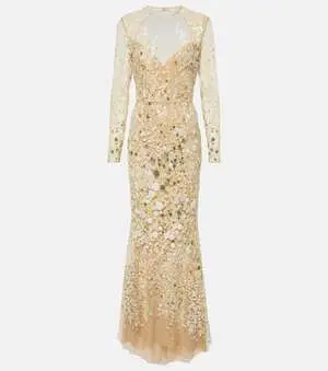 Elie Saab Atom Sequined Embroidered Tulle Gown