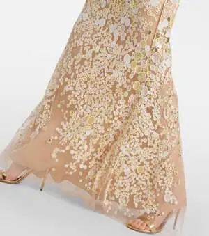 Elie Saab Atom Sequined Embroidered Tulle Gown