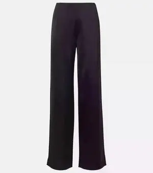 TOTEME High-rise Satin Wide-leg Pants - Black