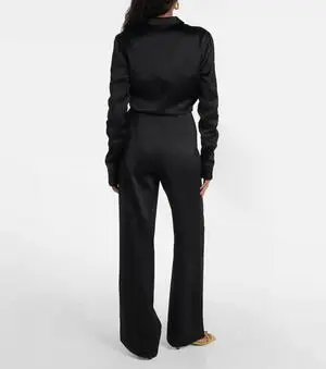 TOTEME High-rise Satin Wide-leg Pants - Black