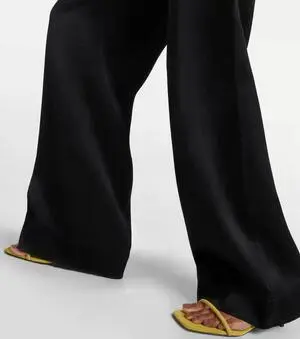 TOTEME High-rise Satin Wide-leg Pants - Black
