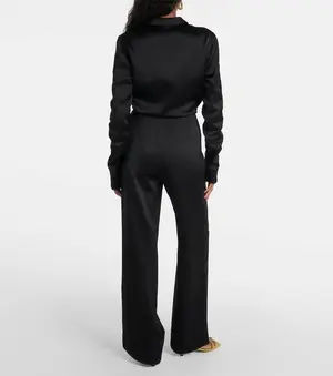 TOTEME High-rise Wide-leg Satin Pants - Black