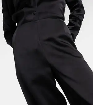 TOTEME High-rise Wide-leg Satin Pants - Black