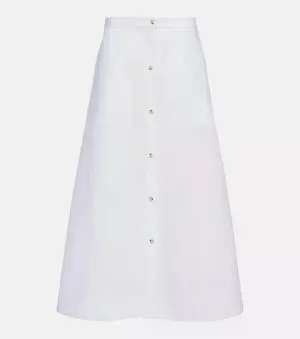 TOTEME High-rise Cotton Maxi Skirt - White