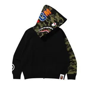 A BATHING APE Giant Shark Full Zip Hoodie - Black
