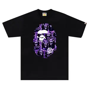 A BATHING APE Ape Head Graffiti Big Ape Head Tee /purple - Black