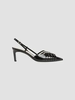Gucci Seraphine 75mm Leather Slingback Pumps - Nero