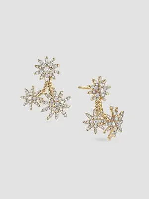 David Yurman Starburst Cluster Drop Earrings In 18k Yellow Gold With Diamonds, 23.7mm - Diamond