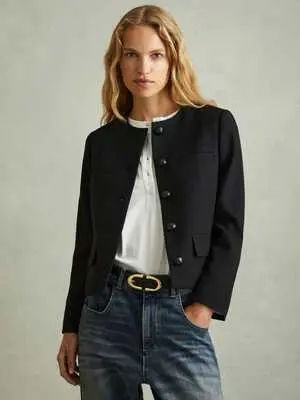 REISS Nola Cropped Wool Jacket