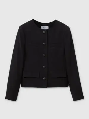 REISS Nola Cropped Wool Jacket