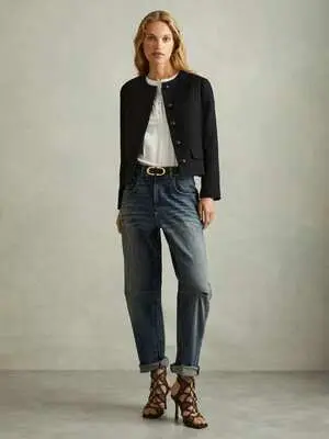 REISS Nola Cropped Wool Jacket