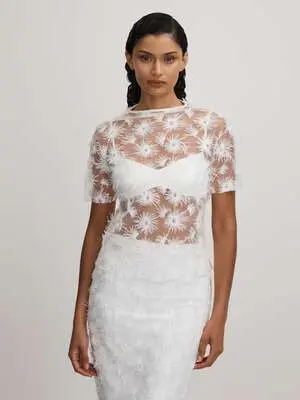 Anna Quan Sheer Applique Top