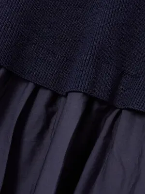Simkhai Silas Ribbed-knit And Cotton-poplin Midi Dress