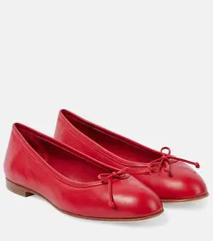 Manolo Blahnik Veralli Verona Leather Ballet Flats - Red