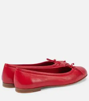 Manolo Blahnik Veralli Verona Leather Ballet Flats - Red