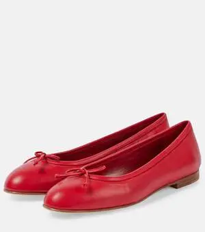 Manolo Blahnik Veralli Verona Leather Ballet Flats - Red