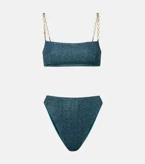 Oseree Lumière O Chain Lamé Bikini - Blue